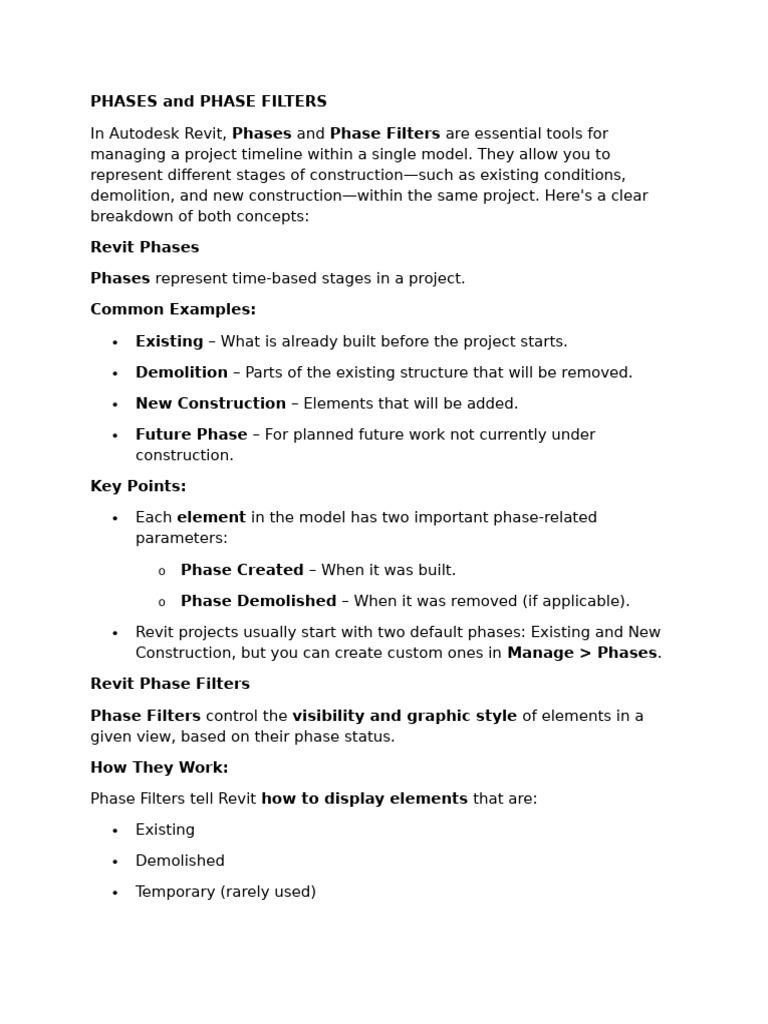 Phases and Phase Filters | PDF | Autodesk Revit | Software Engineering