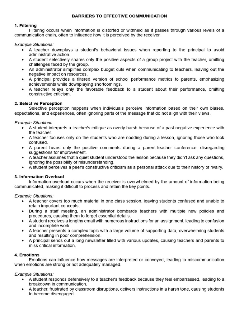 Barriers to Effective Communication | PDF | Communication | Anxiety