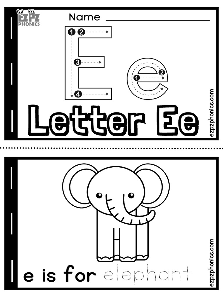 Letter E Alphabet Coloring Book Half Page | PDF