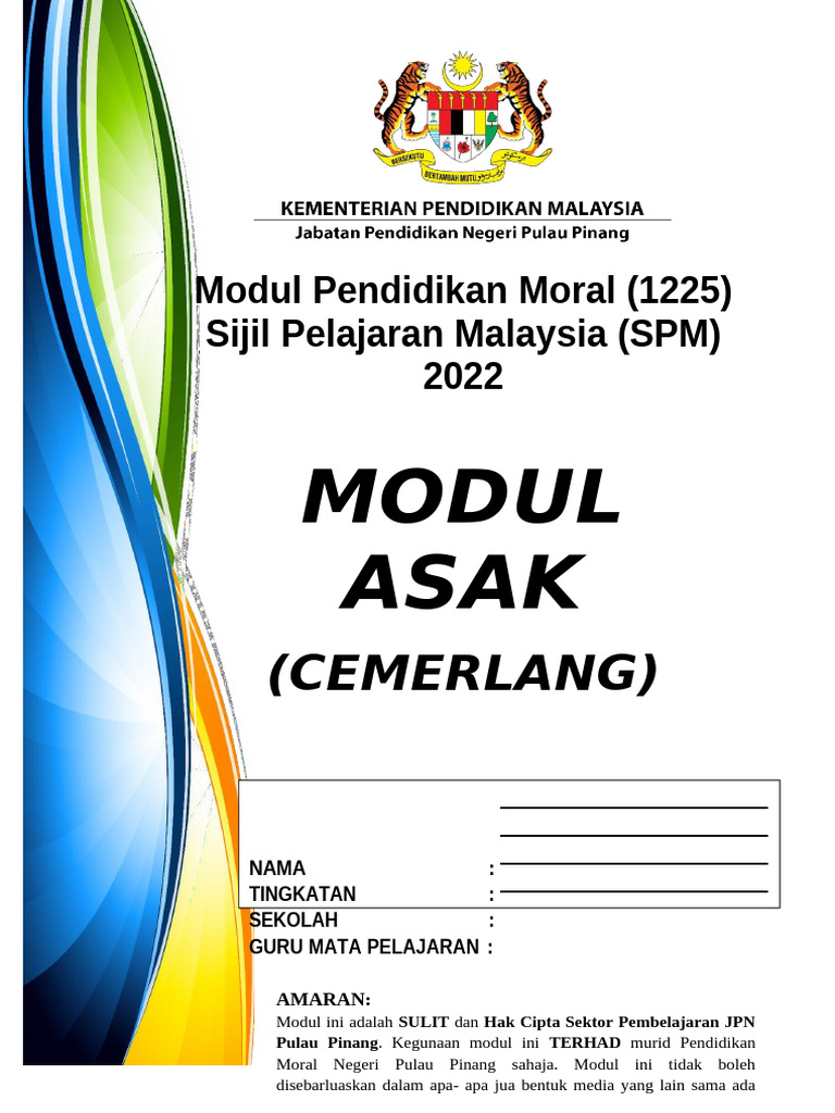 Modul Pendidikan Moral SPM 2022 | PDF