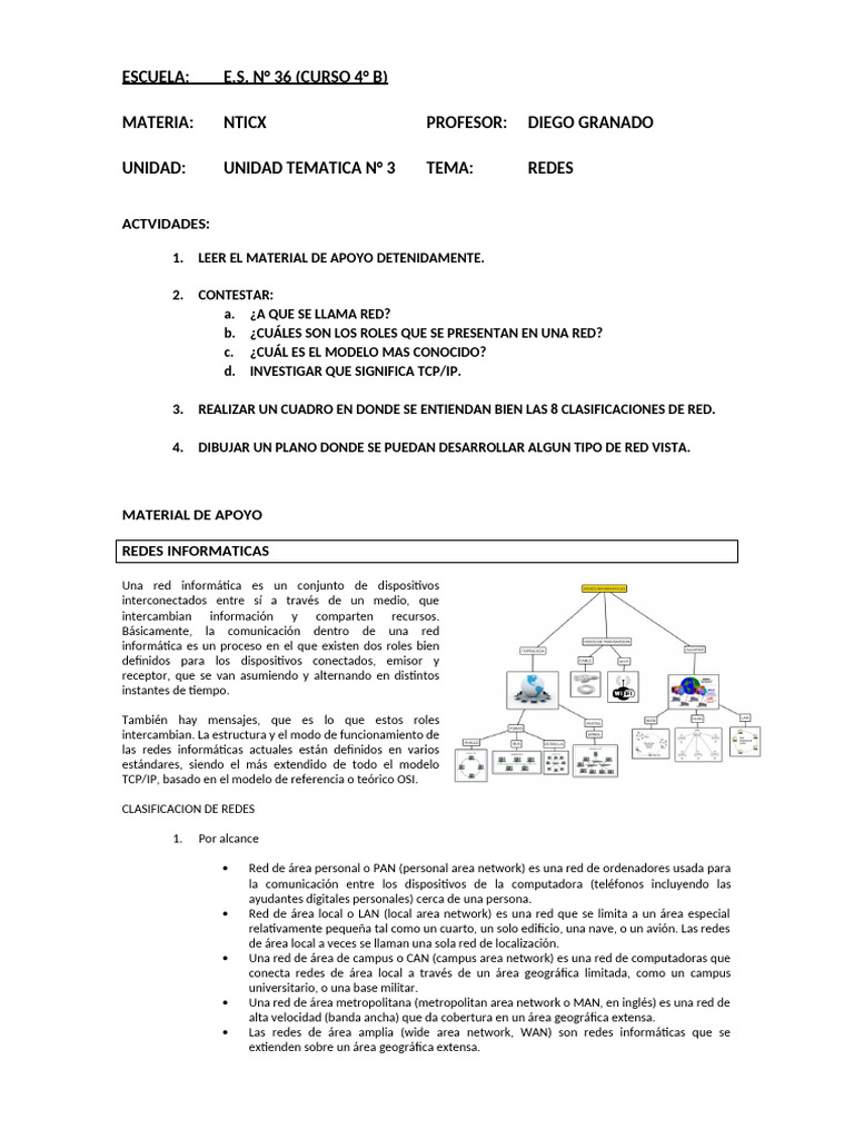 Actividades Nticx - Prof Granado | PDF | Red de computadoras | Red de arquitectura
