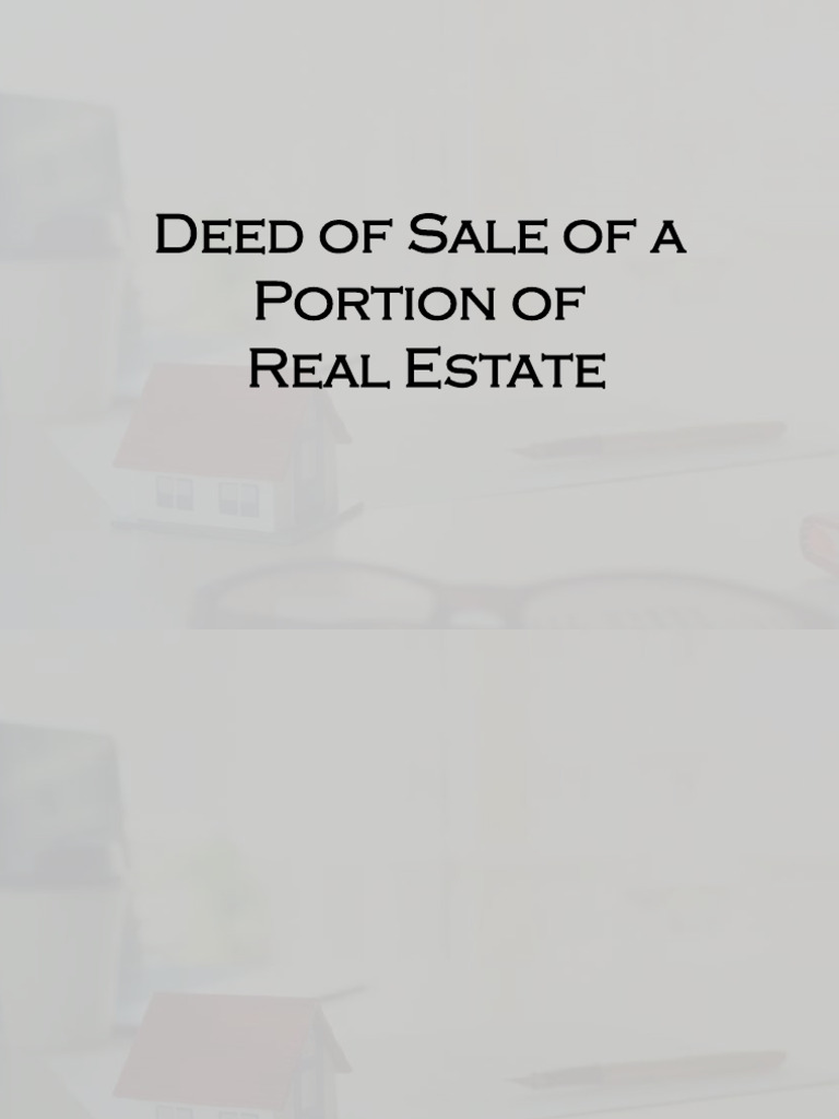 Deed of Sale for Real Estate Portion | PDF
