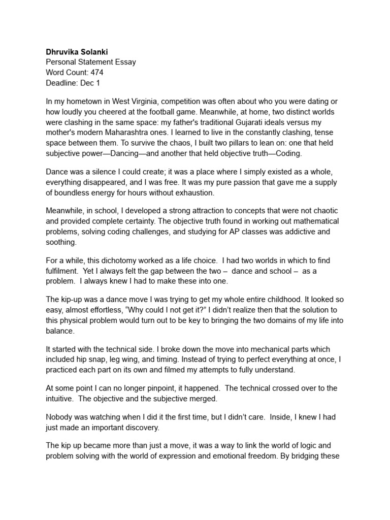 Personal Statement - Coach Edited | PDF