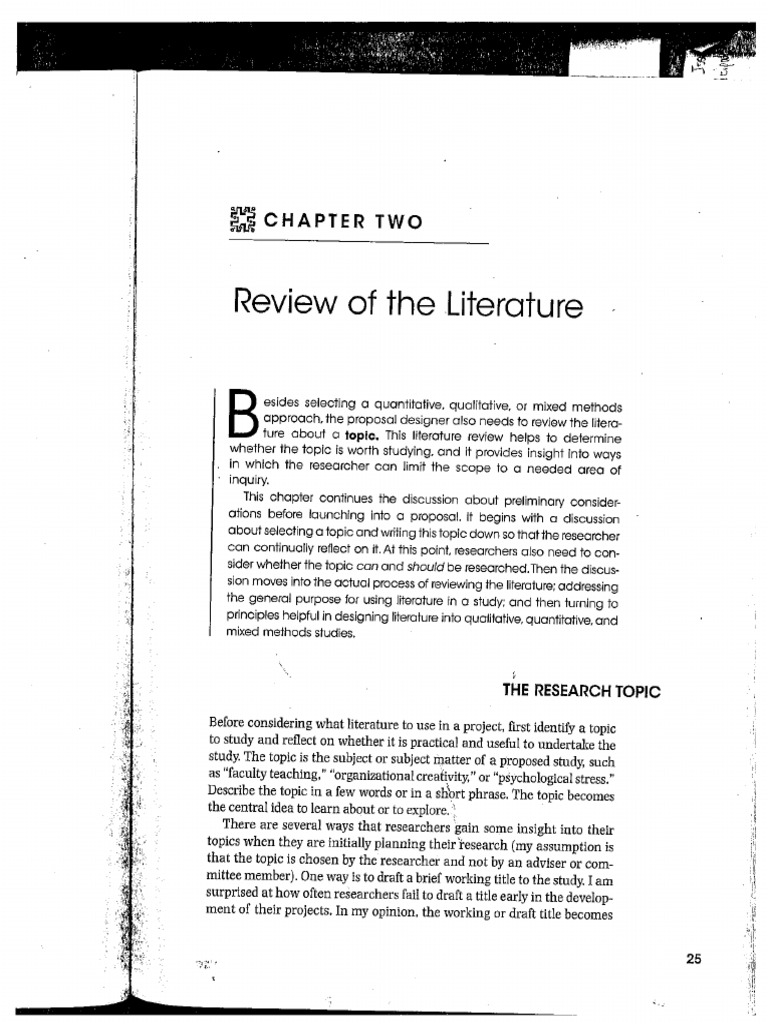 Creswell - Research Design - Chapter 2 - Review of The Literature | PDF