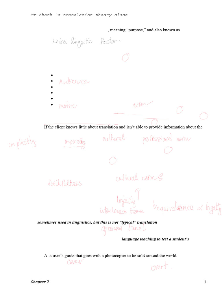 Translation Theory - Chapter 2 Student Quiz | PDF | Translations