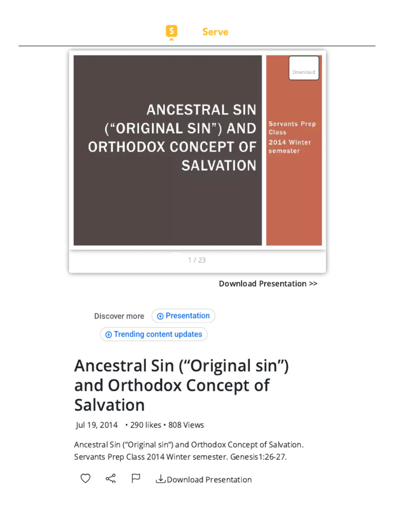 PPT - Ancestral Sin (“Original Sin”) and Orthodox Concept of Salvation ...