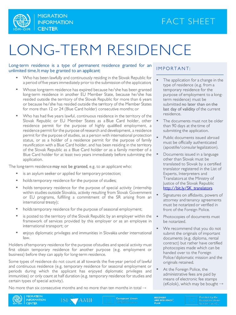 MIC Info-sheet 2024 PR Long Term Residence 15-12-2024 | PDF