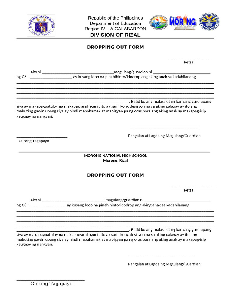 Dropping Form | PDF