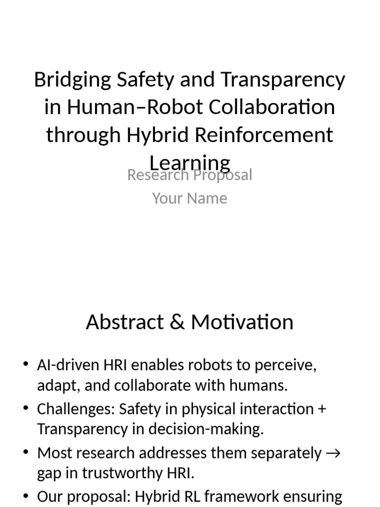 Hybrid RL HRI Presentation | PDF | Simulation | Safety