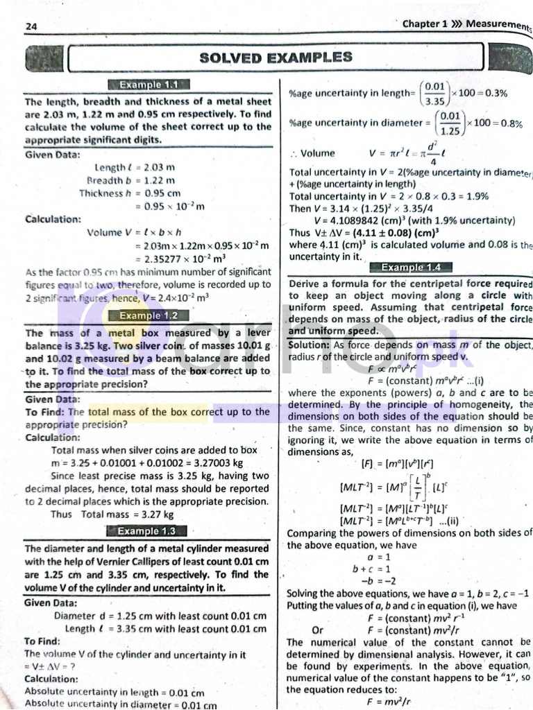Class 11 Physics CHP 1 Numerical | PDF