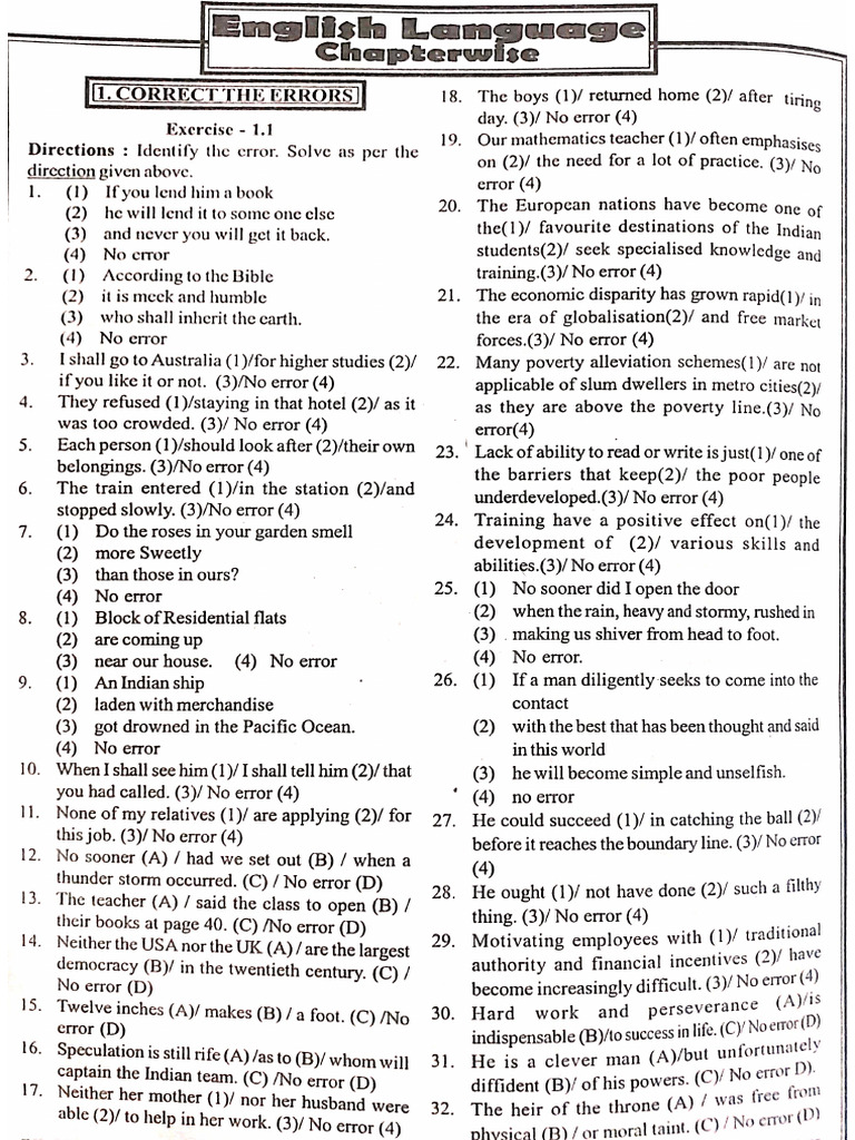 Practice MCQ (Tier 1 General Paper - English Language & Comprehesion ...