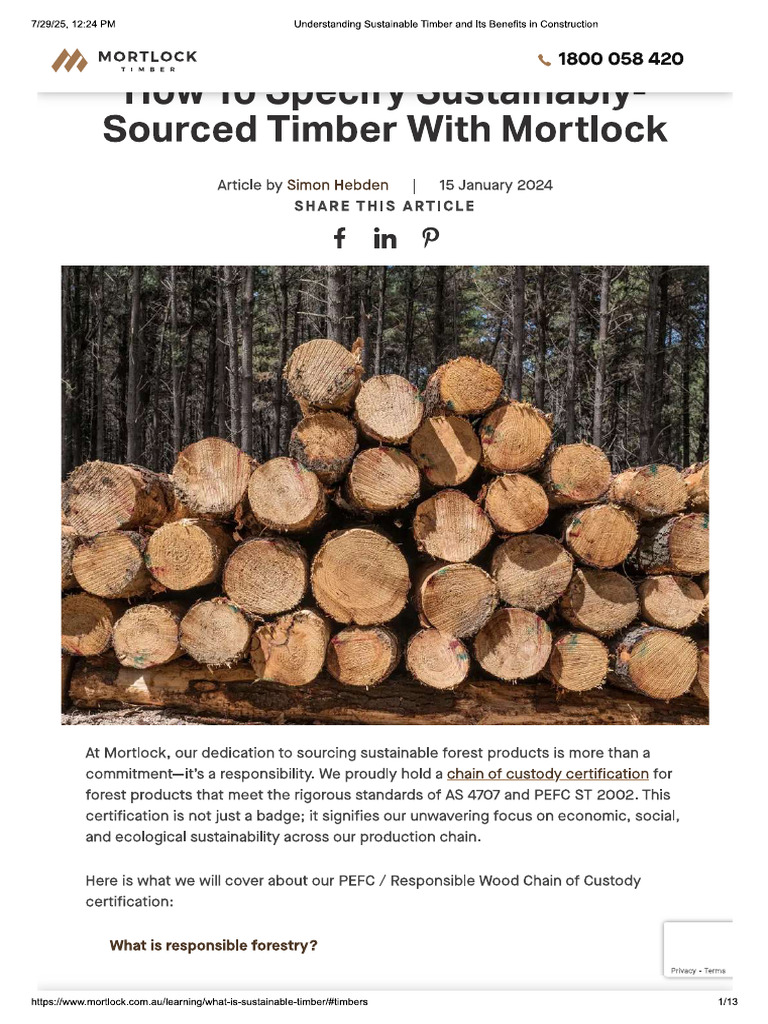 Mortlock Timber-Sustainable sourcing | PDF