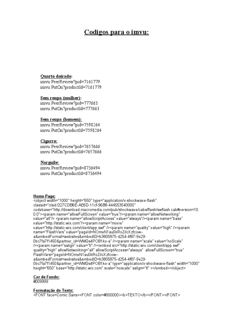 Códigos Imvu | PDF