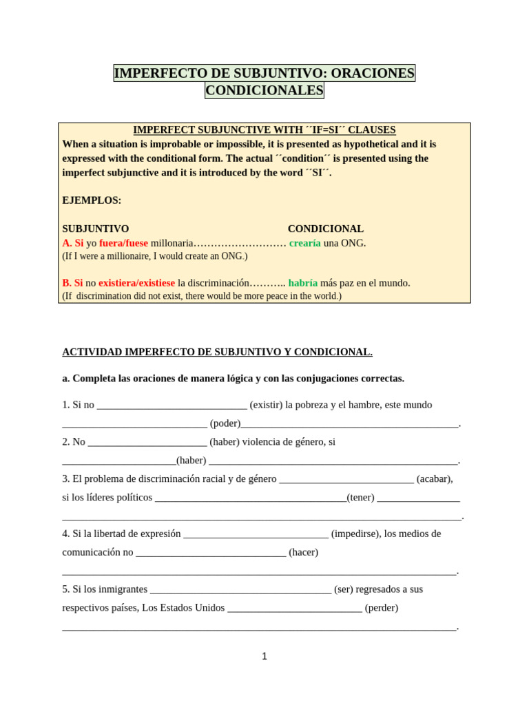 Ejemplos de Imperfecto de Subjuntivo | PDF