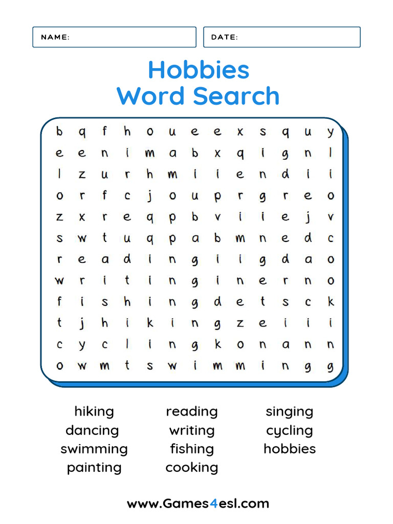 Fun Word Search: Hobbies Edition | PDF