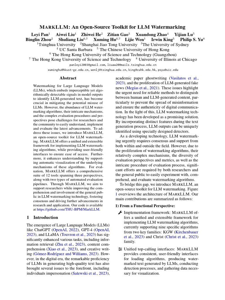 MARKLLM - An Open-Source Toolkit For LLM Watermarking | PDF ...