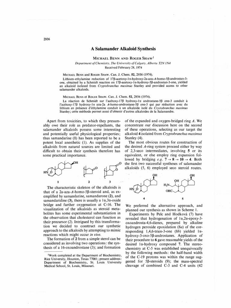 Synthesis of Salamander Alkaloids | PDF | Acetic Acid | Water