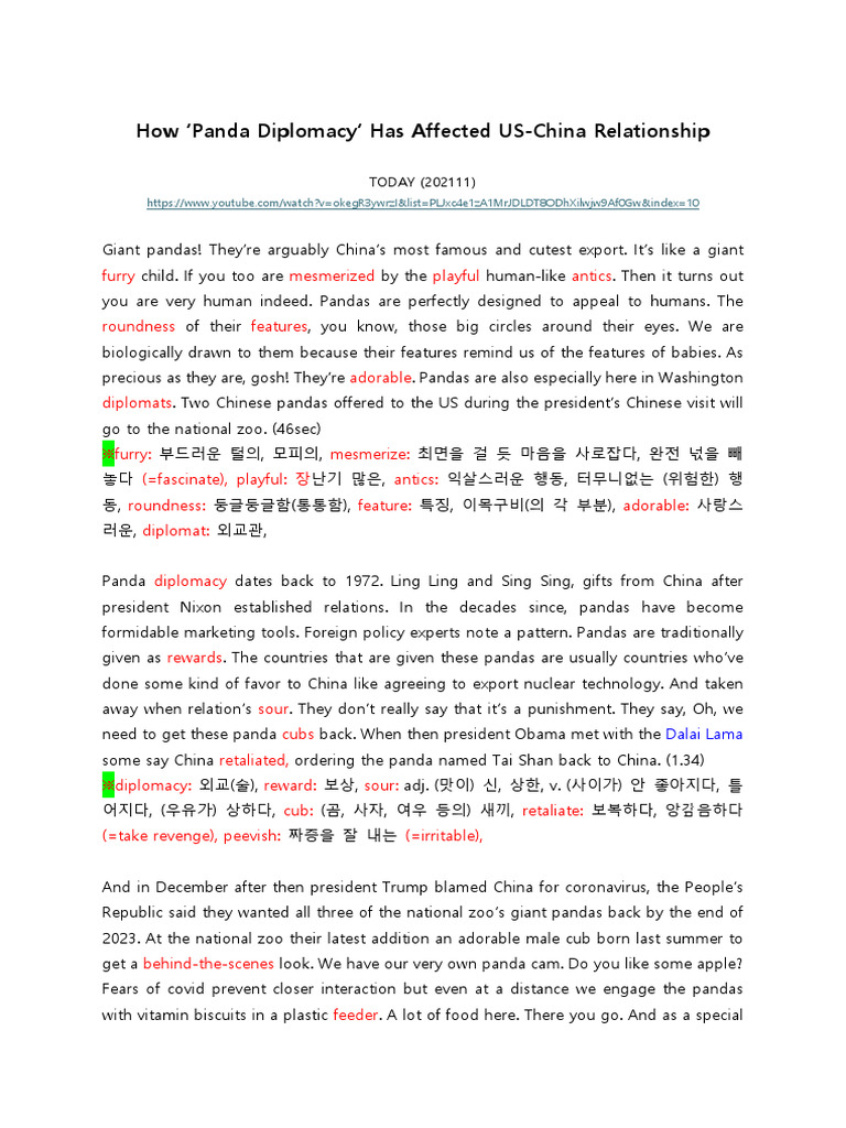WN Panda Diplomacy TODAY Script+QR | PDF | Giant Panda | International ...