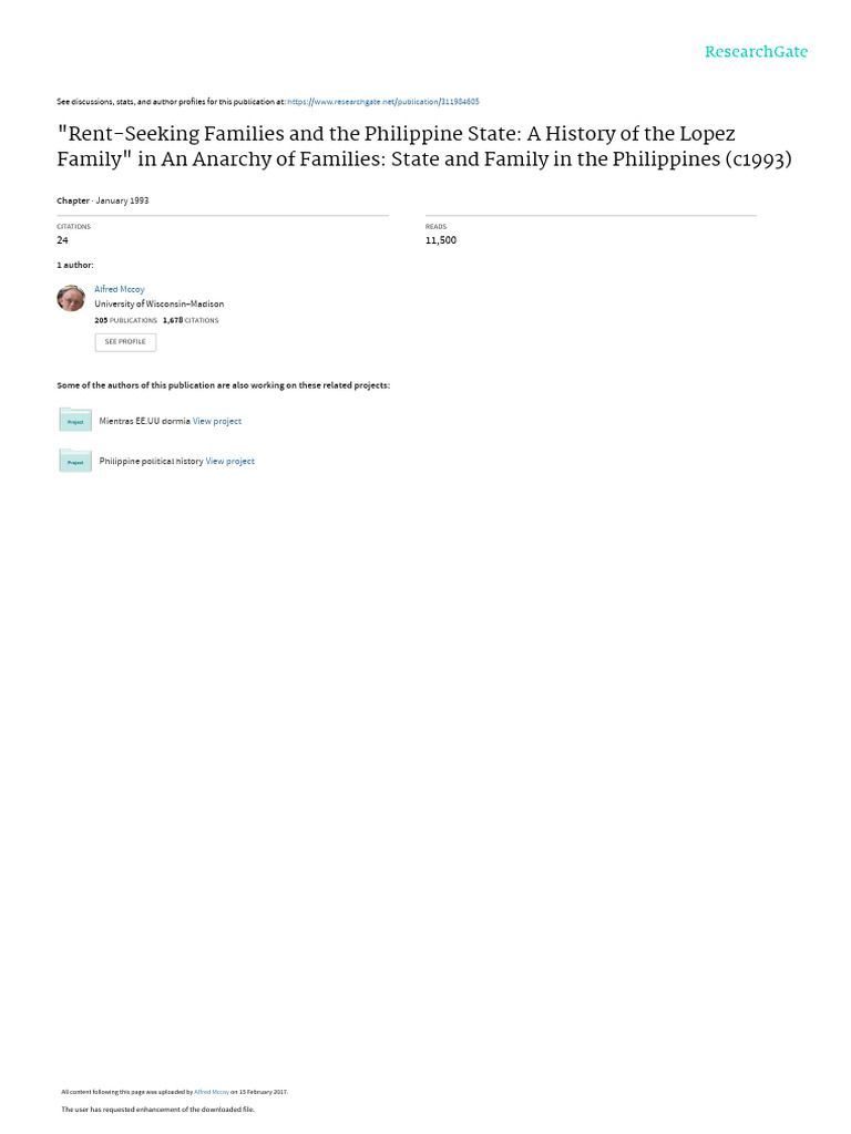 Alfred McCoy a History of the Lopez Family | PDF