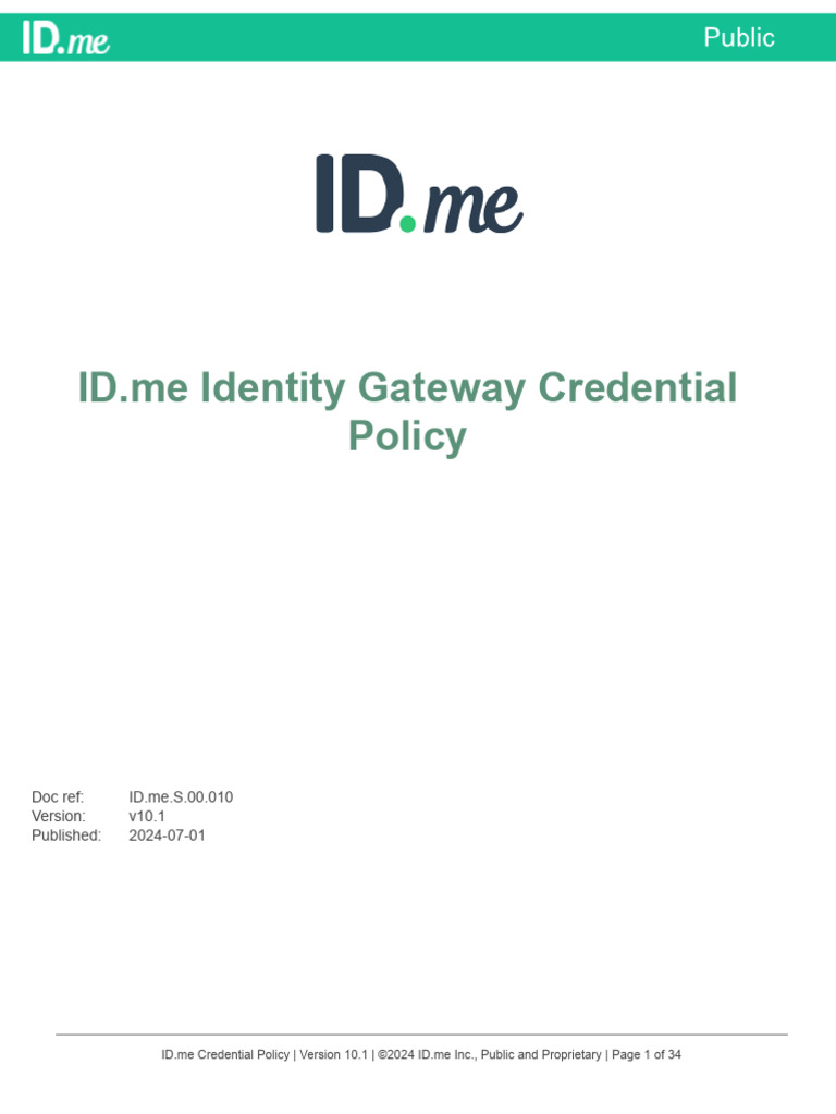 ID - Me Credential Policy v10.1 | PDF | Password | Authentication