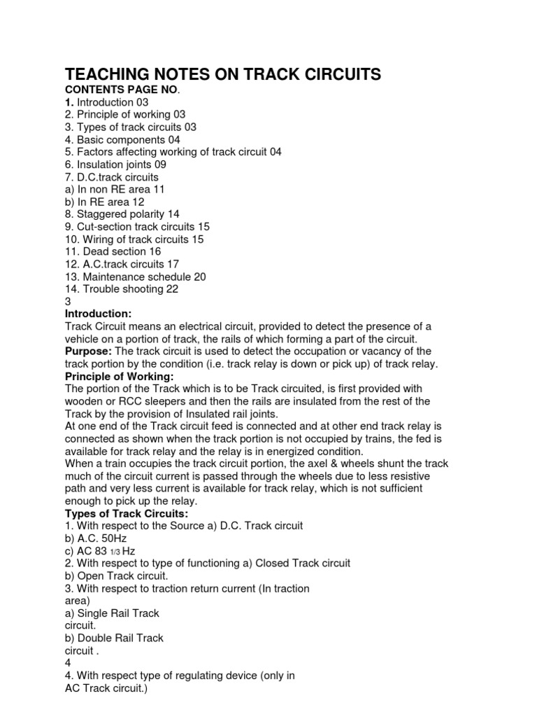 Overview of Track Circuits in Railways | PDF | Track (Rail Transport ...
