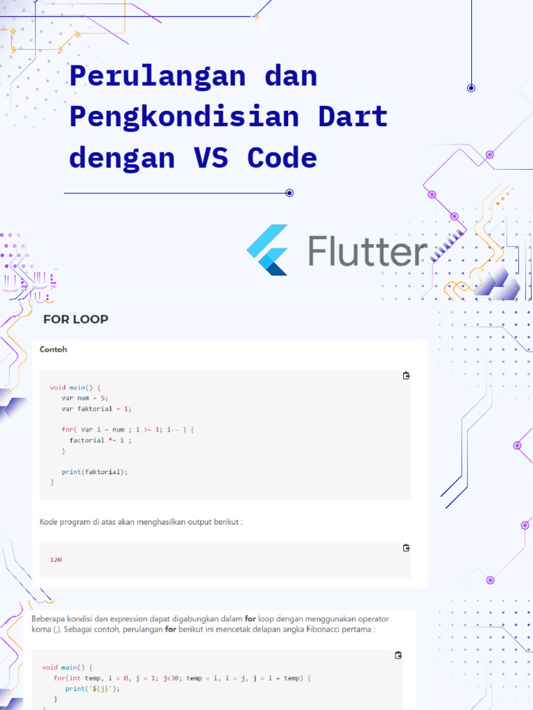 Praktik Perulangan Dan Pengkondisian Dart Pada Vs Code | PDF