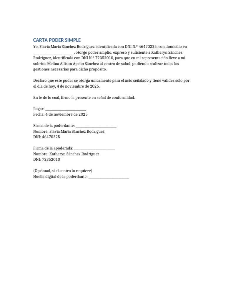 Carta Poder Simple | PDF