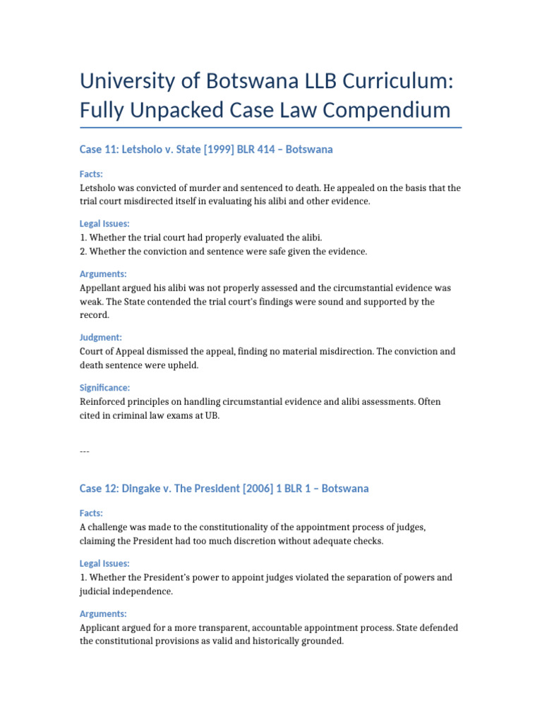 UB LLB Full Case Law Compendium Part1 | PDF