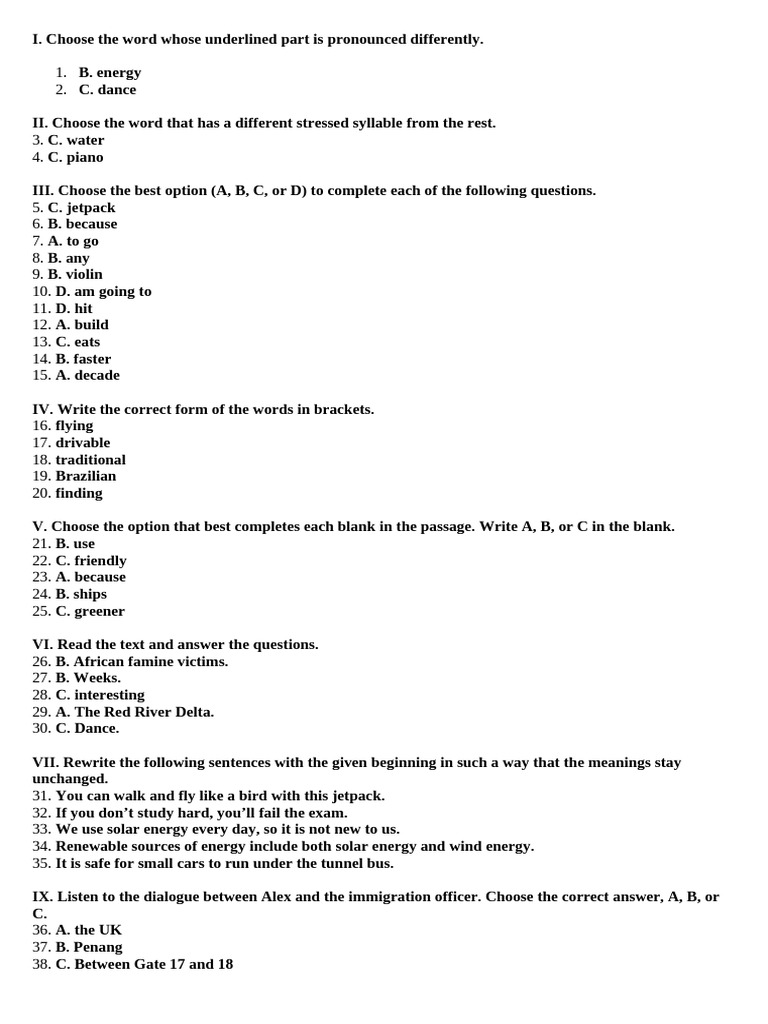 Đề Thi Hki 2 - Lớp 7 | PDF