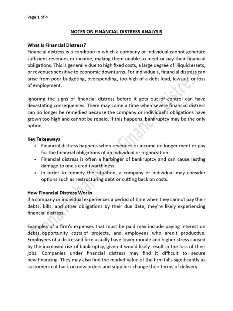 Understanding Financial Distress Signs | PDF | Debt | Bankruptcy