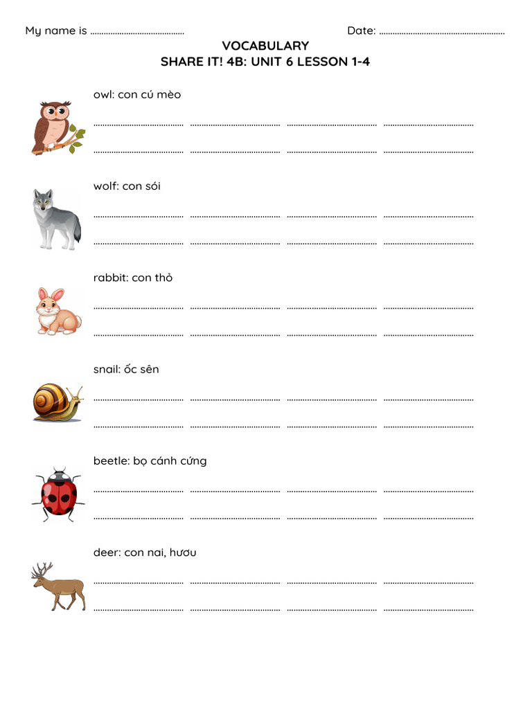 Vocabulary SI 4B_ Unit 6 L1-4 | PDF