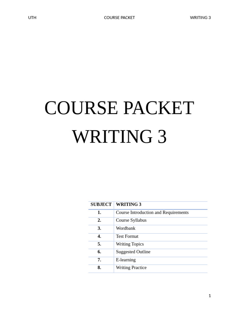 Writing 3 Course Packet Overview | PDF | Essays | Adjective