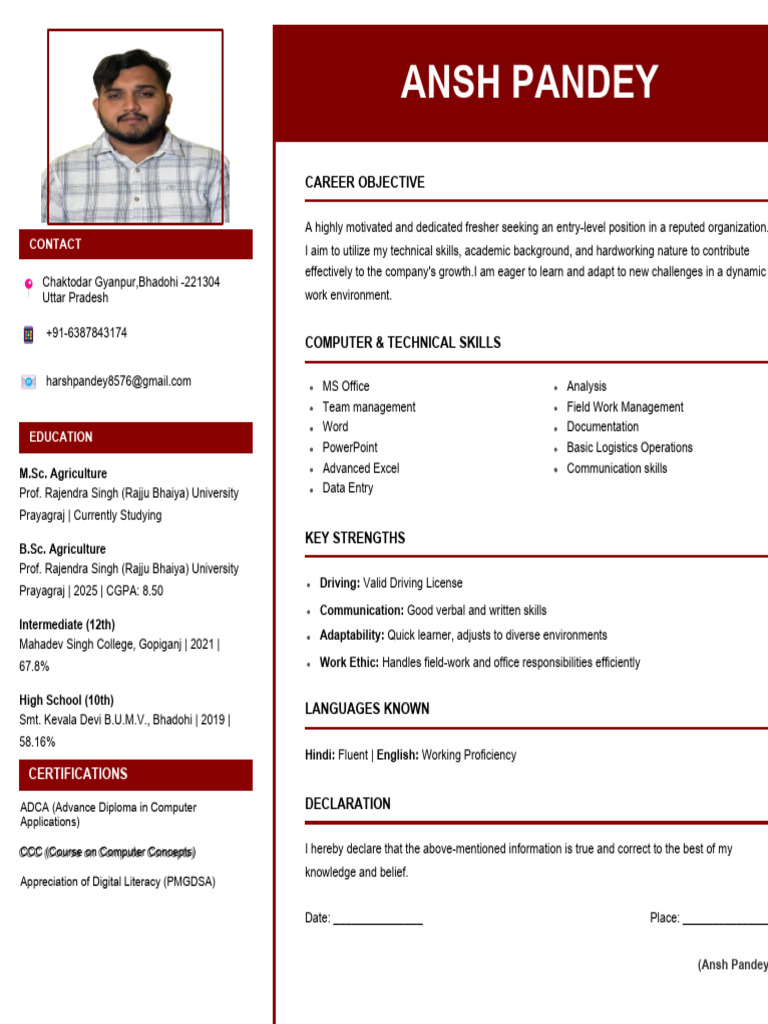 Resume - Ansh Pandey PDF-1 | PDF | Behavior Modification | Human ...
