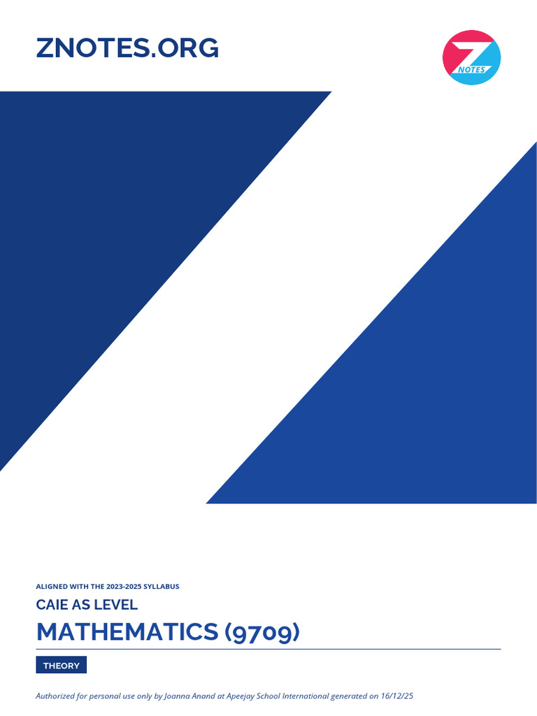 CAIE - As Level - Mathematics | PDF