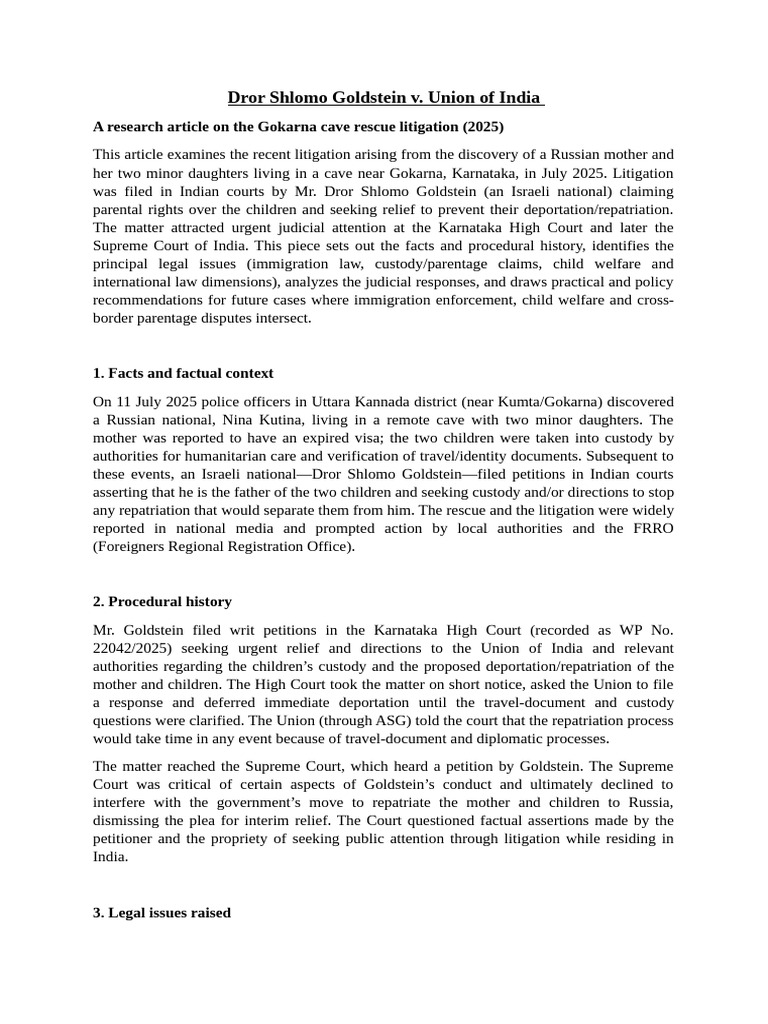 Dror Shlomo Goldstein | PDF | Child Custody | Lawsuit