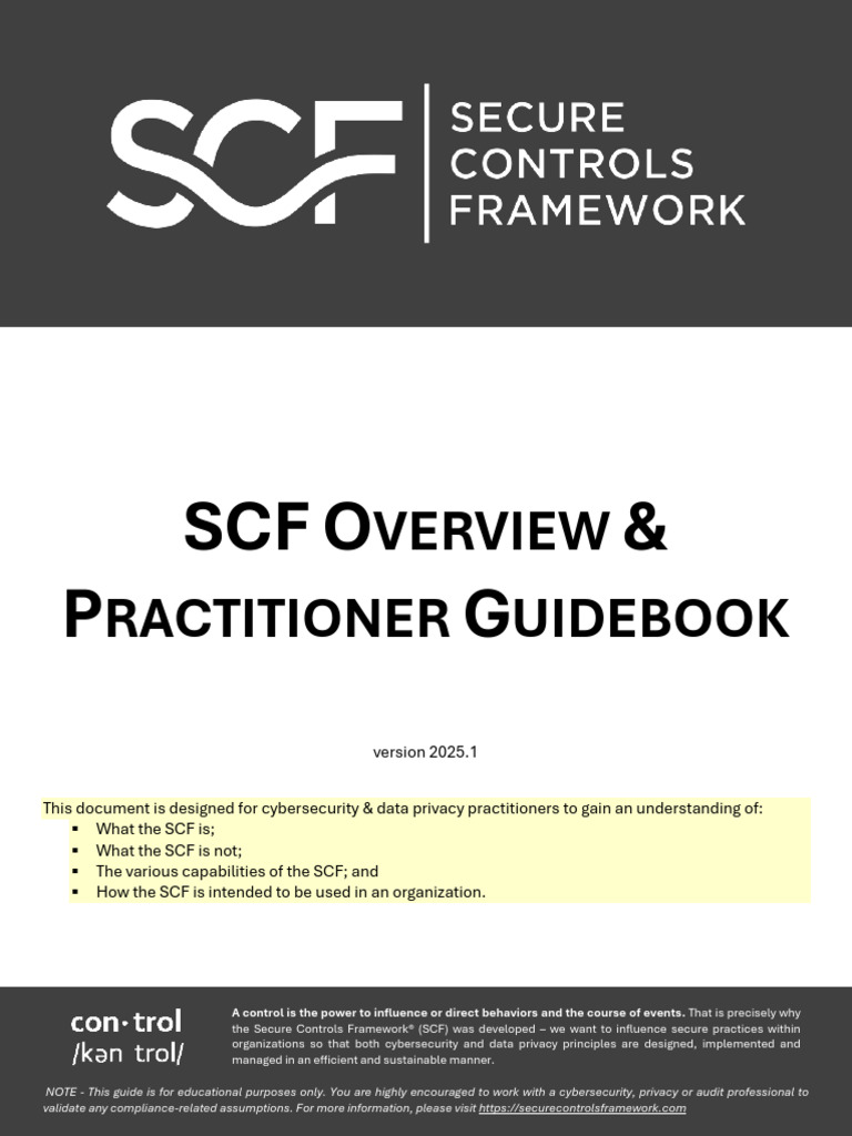 SCF Overview for Cybersecurity Practitioners | PDF