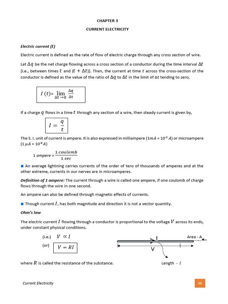 Chapter 3 - CurrentElectricity | PDF | Electrical Resistivity And ...
