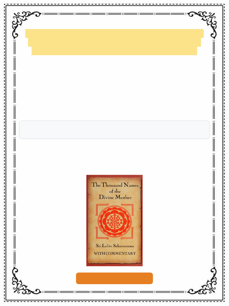 The Thousand Names Of The Divine Mother Shri Lalita Sahasranama 1st ...