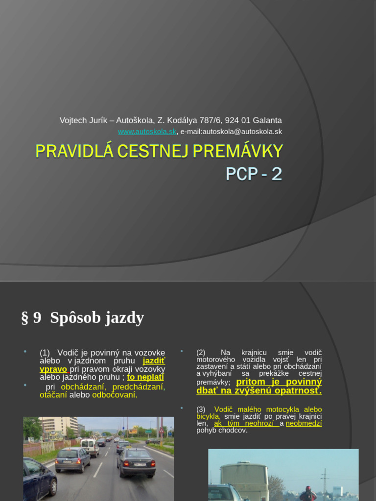 Pravidlá Cestnej Premávky PCP - 2 | PDF
