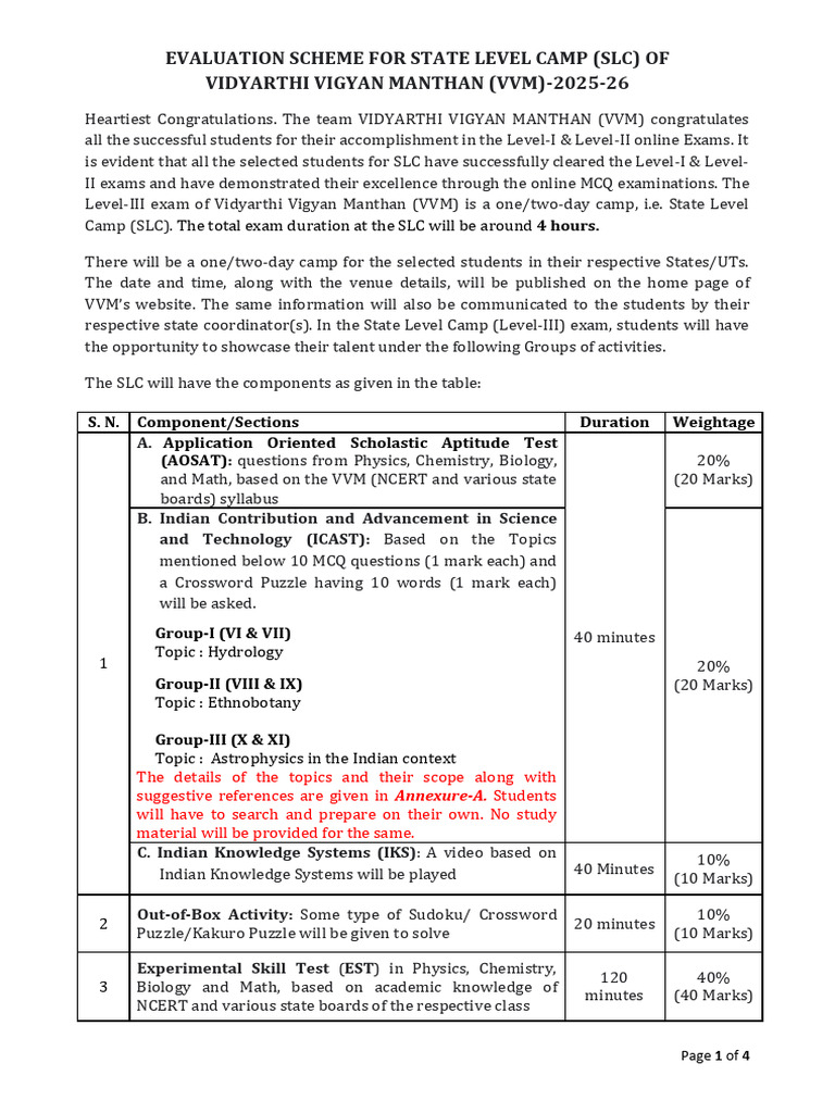 VVMSLC 2025 26 Evaluation Scheme | PDF | Physical Geography | Earth ...