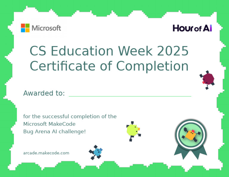 MakeCode Bug Arena - Certificate | PDF