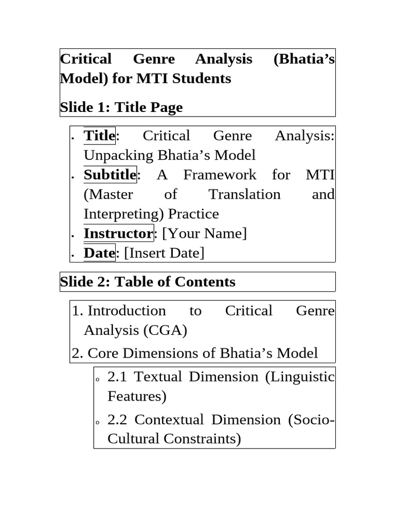Bhatia's Model for MTI Genre Analysis | PDF | Abstract (Summary ...