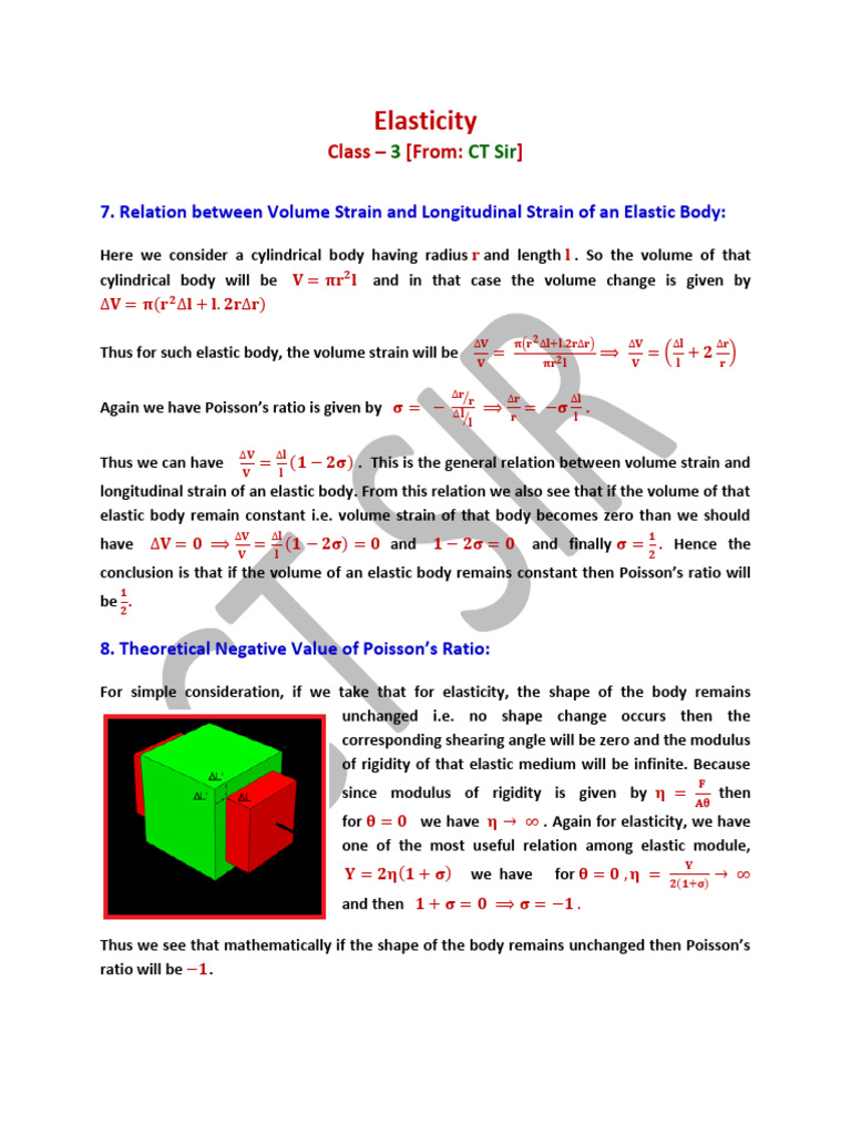Elasticity (Class-3) (Eng) | PDF | Elasticity (Physics) | Young's Modulus
