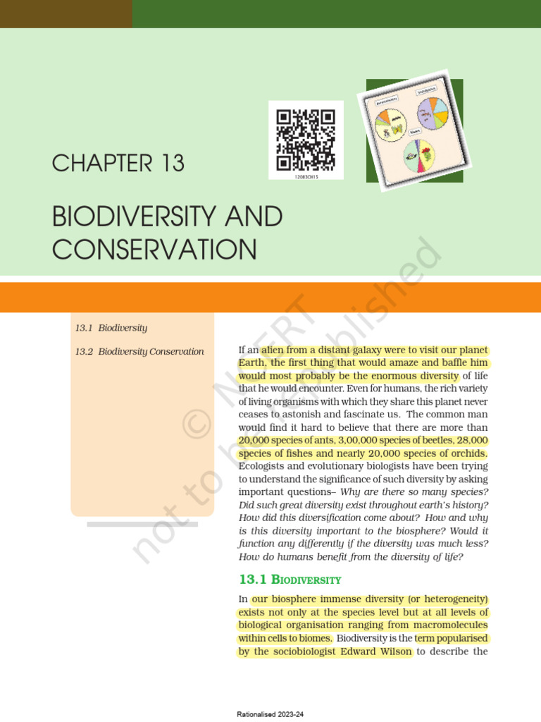 Biodiversity and Its Conservation Annotated NCERT | PDF | Biodiversity ...