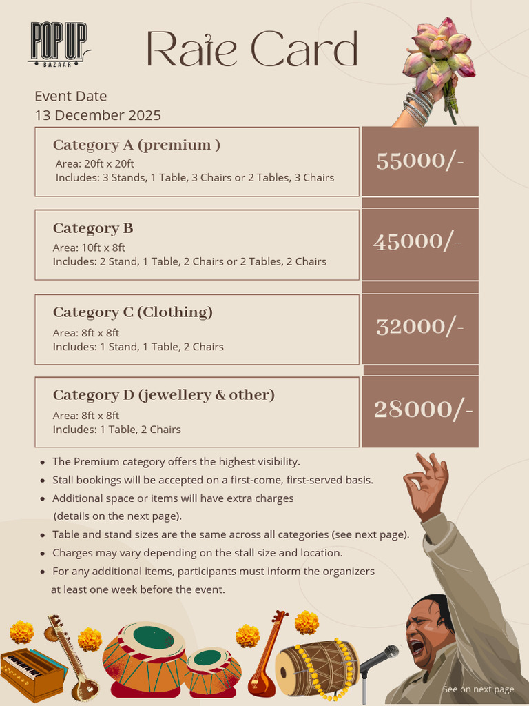 Pop Up Bazaar Stall Rate Card 2025 | PDF | Chess | Chess Theory