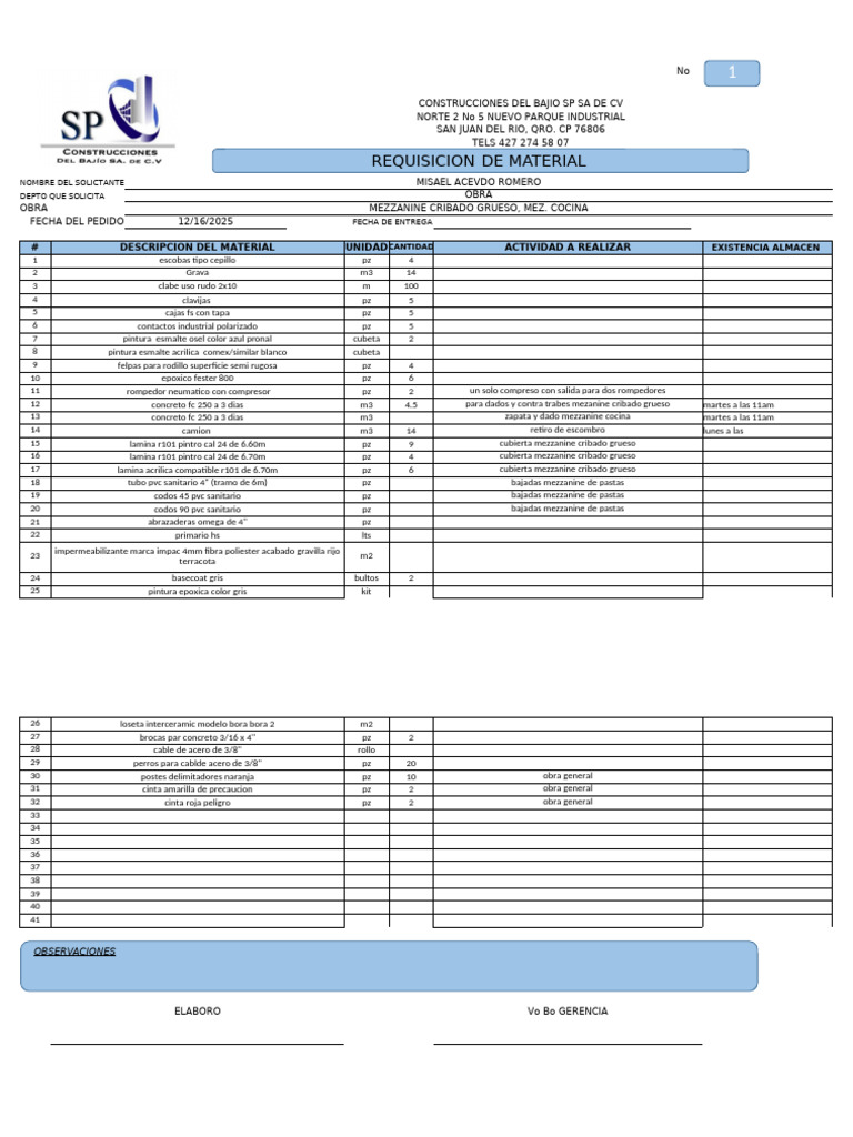 Req. Mat Pronal-19 | PDF | Hormigón | Materiales