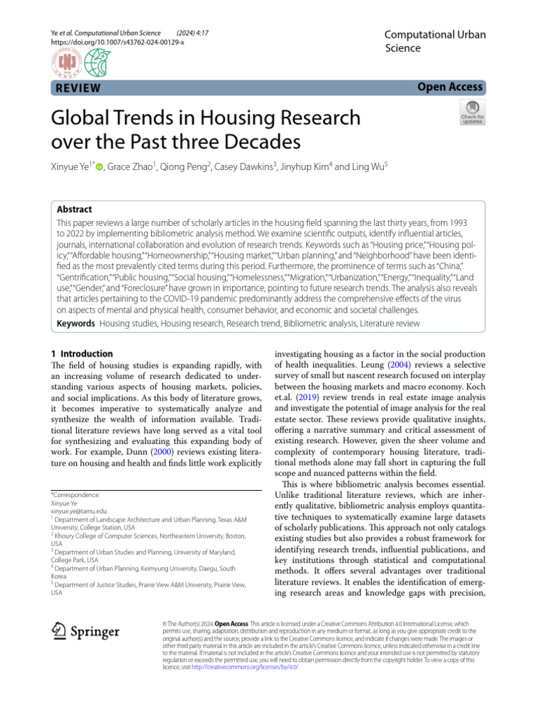 Global Housing Research Trends Review | PDF | Affordable Housing ...