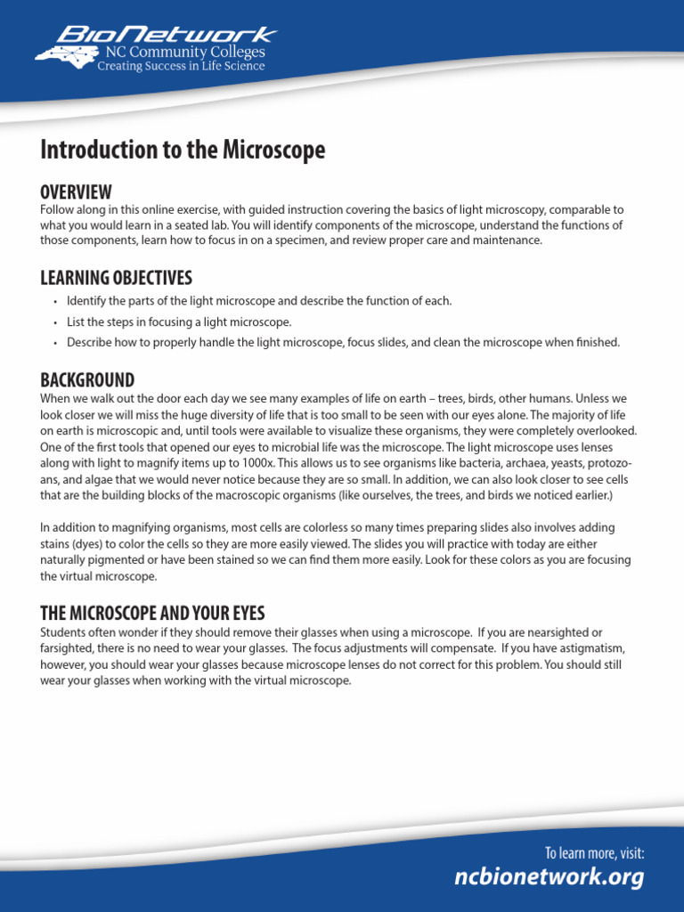 IntroTo Microscope Labss (2) | PDF | Glass Applications | Scientific ...