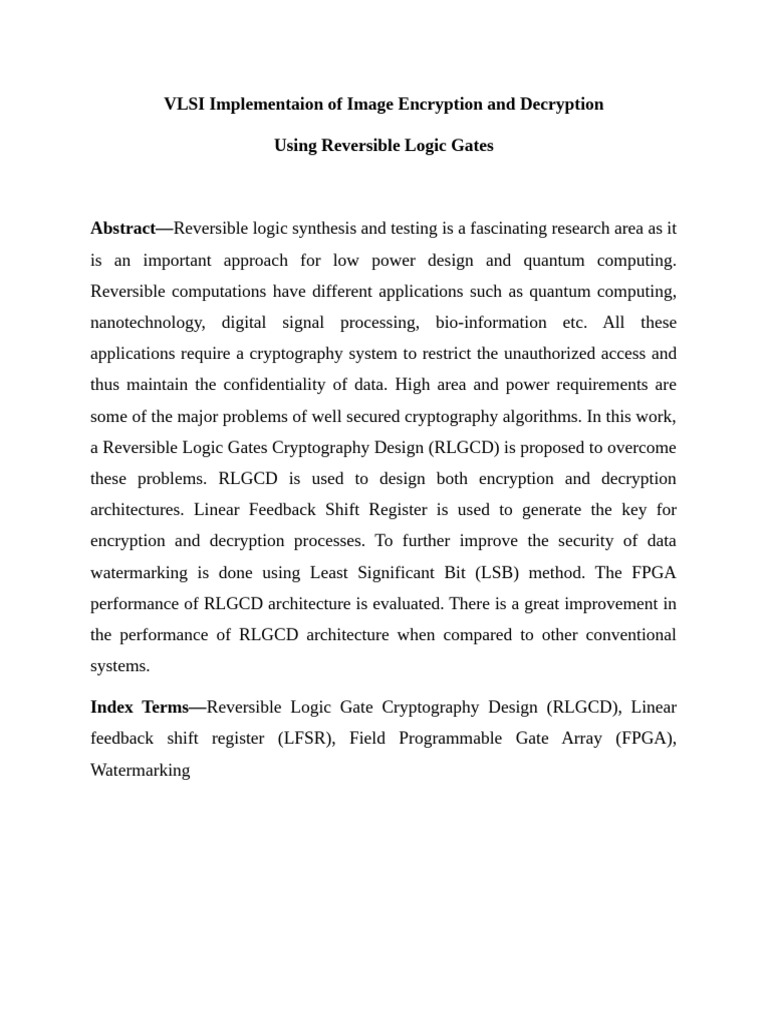 20) VLSI Implementaion of Image Encryption and Decryption Using ...