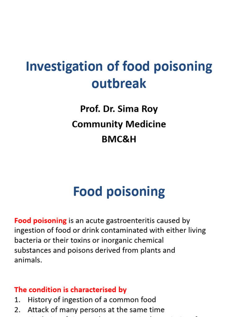 Class On Investigation of Food Poisoning Outbreak | PDF | Foodborne ...